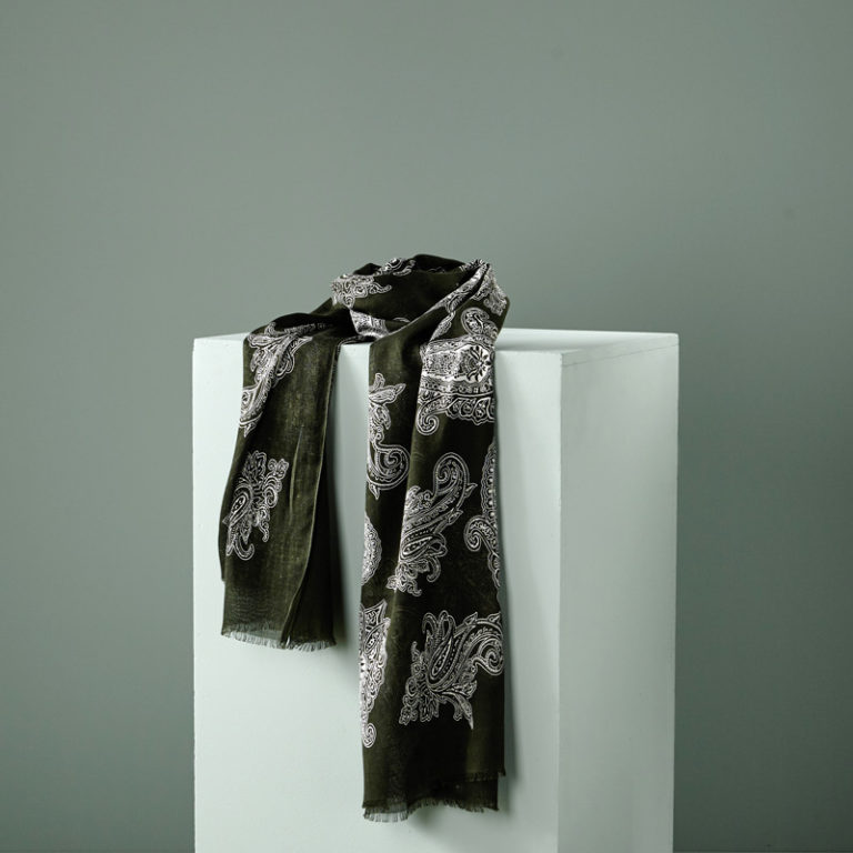 Chèche Foulard Homme AV08 coton biologique vert kaki | la-couture.com