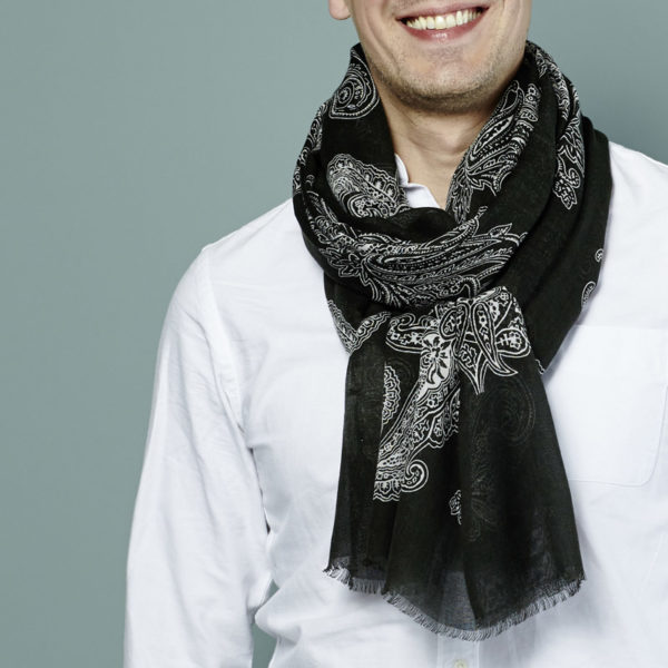 Chèche Foulard Homme AV08 coton biologique vert kaki | la-couture.com